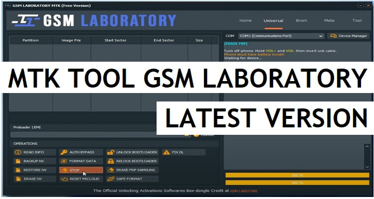 MTK Tool GSM Laboratory Download latest FRP and Pattern Remove Tool