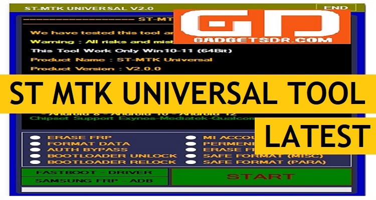 ST MTK Universal Tool v2.0 Download Free latest Frp, pattern remove tool