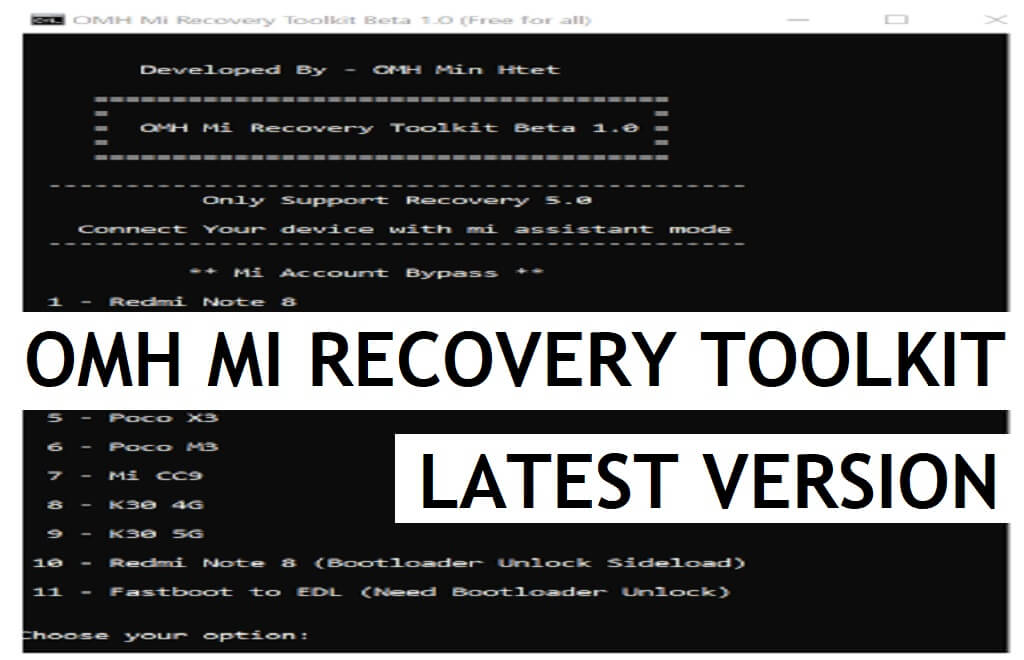 OMH Mi Recovery Toolkit v1.2 Download Latest MIUI 13 MI Unlock